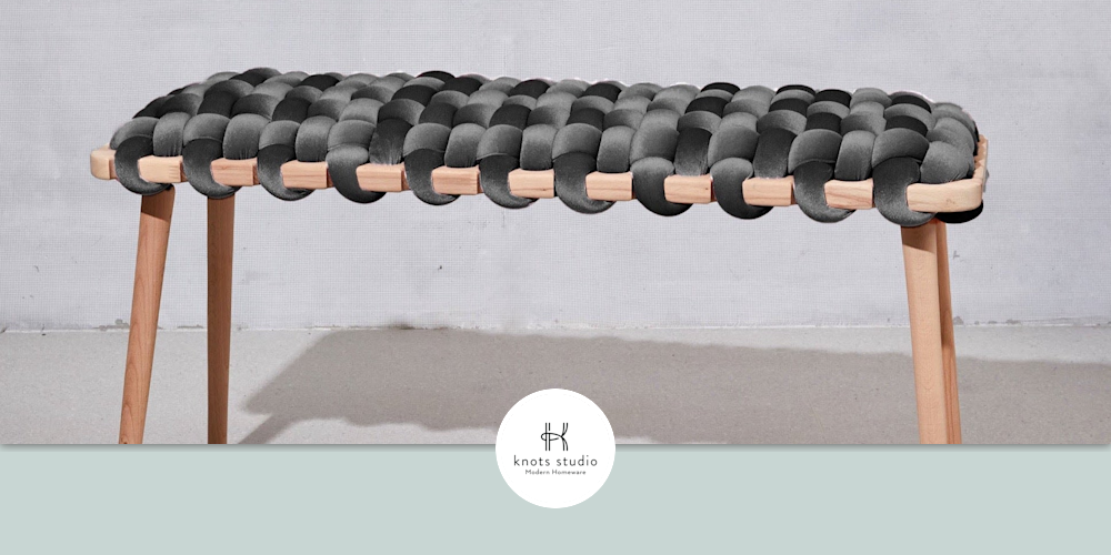 Grey Velvet Woven Bench by Knots Studio | Wescover Benches & Ottomans