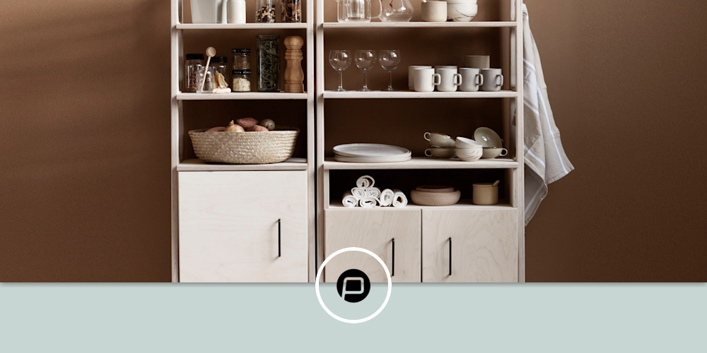 Modular wall shelving, Mid century modern kitchen org. by Plywood ...