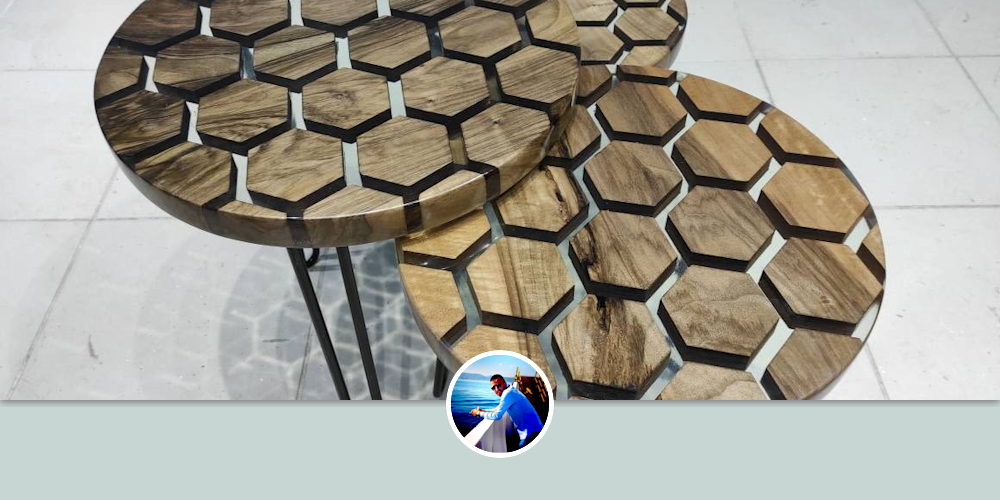 Hexagon Coffee Table Set, Round Epoxy Table, Resin Dining by ...