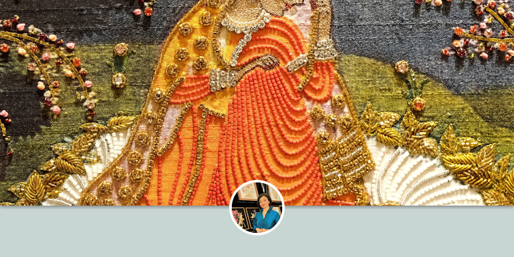 Utkan Thita, Radha Rani in Madhuvan Handmade Embroider Wall by ...