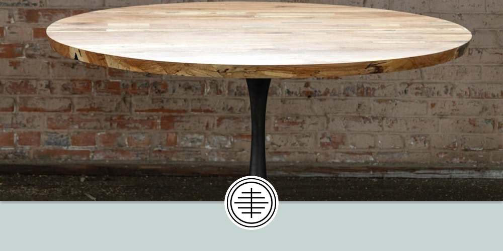 Round Pedestal Base Dining Table | Solid Wood Top Cast Iron by Alabama ...