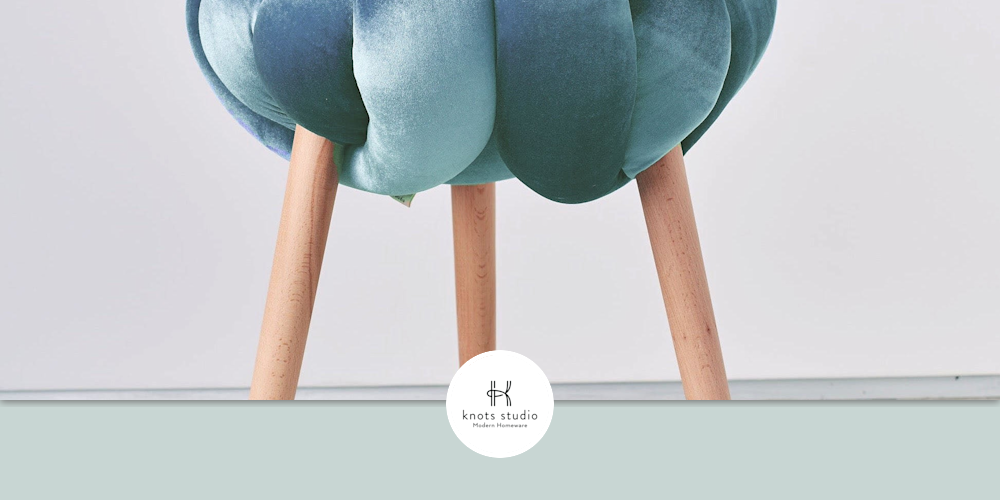 Sage Velvet Knot Stool by Knots Studio | Wescover Chairs
