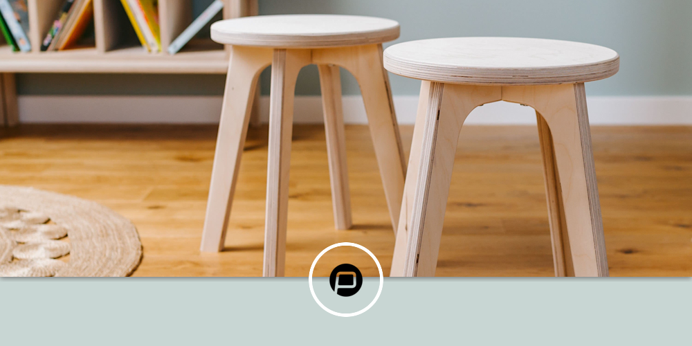 Pair of minimalist stool, Wood Plant Stool, Backless Stool by Plywood ...