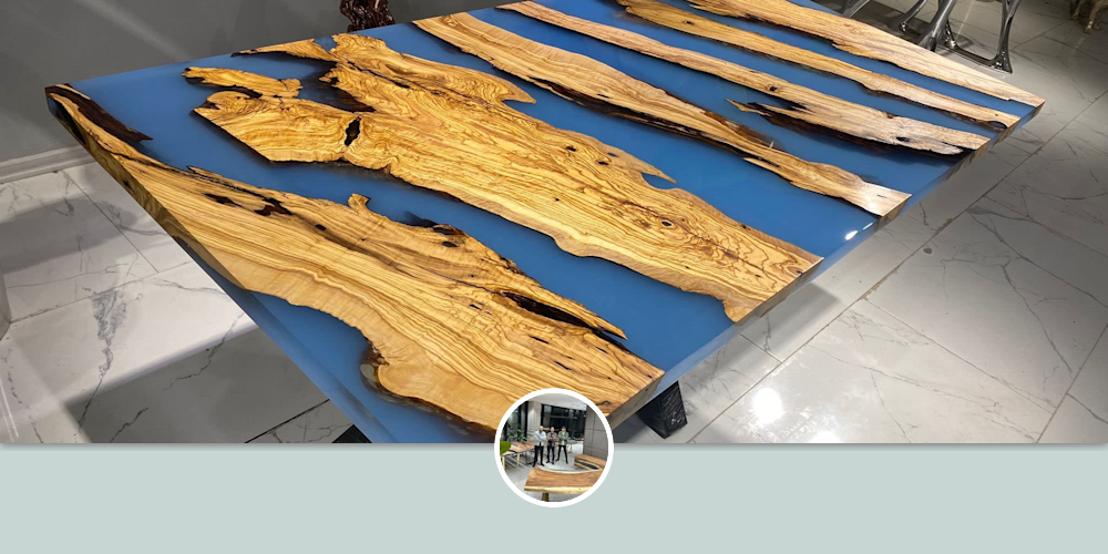 Blue Epoxy Table - Resin Dining Table - Blue Resin Table by Tinella ...