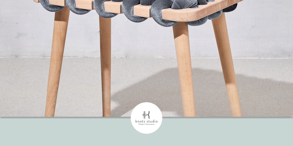 Grey Velvet Woven Stool by Knots Studio | Wescover Chairs