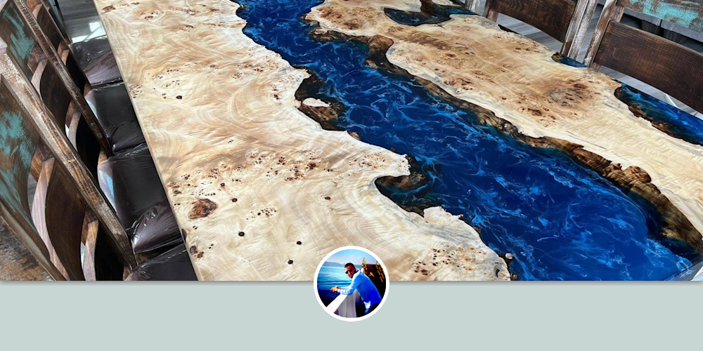 River Epoxy Resin Table, Blue White Resin Dining Table by ...