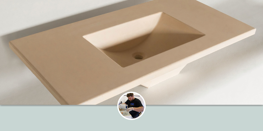 Concrete Vanity Top with Trough Style Sink by Wood and Stone Designs ...