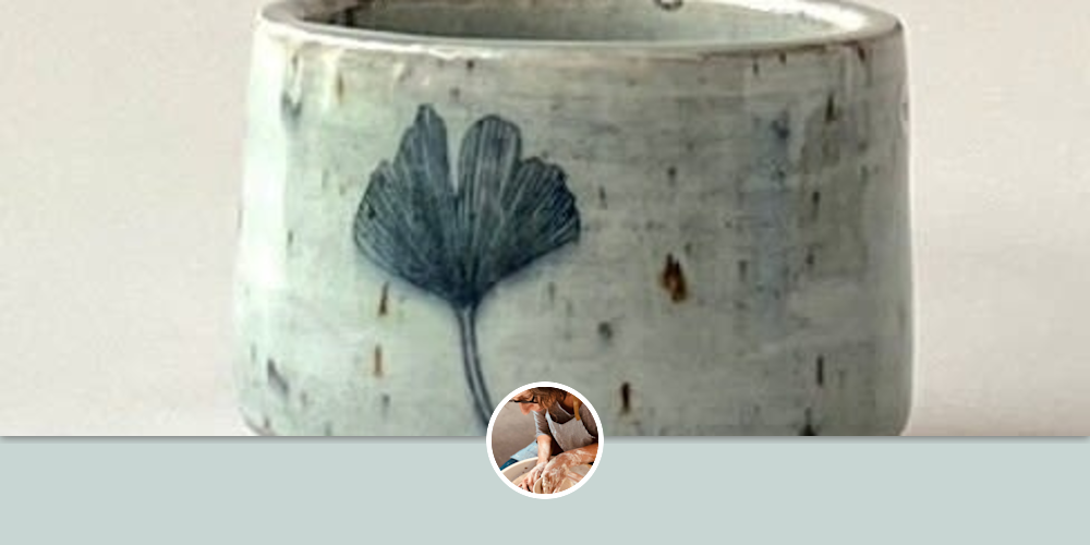 Handmade Tea Cup, Celadon Glaze with Gingko Leaf by cursive m ceramics ...