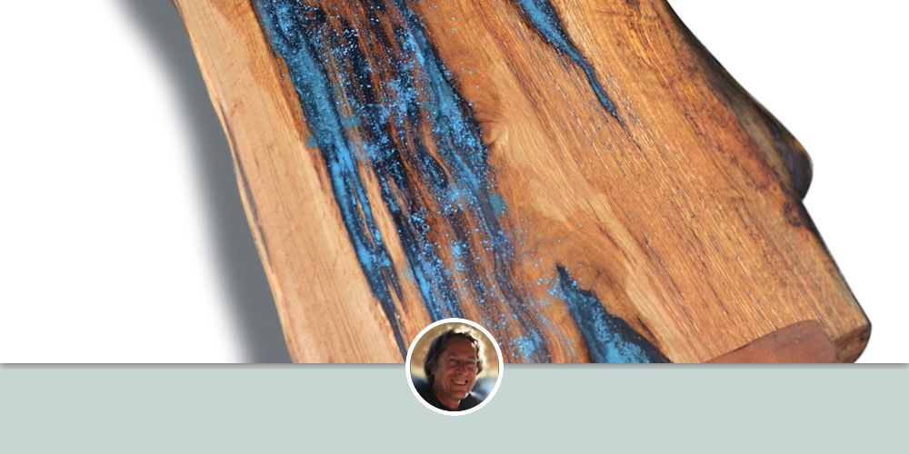 Live edge oak with epoxy resin inlay by Abodeacious | Wescover Tables