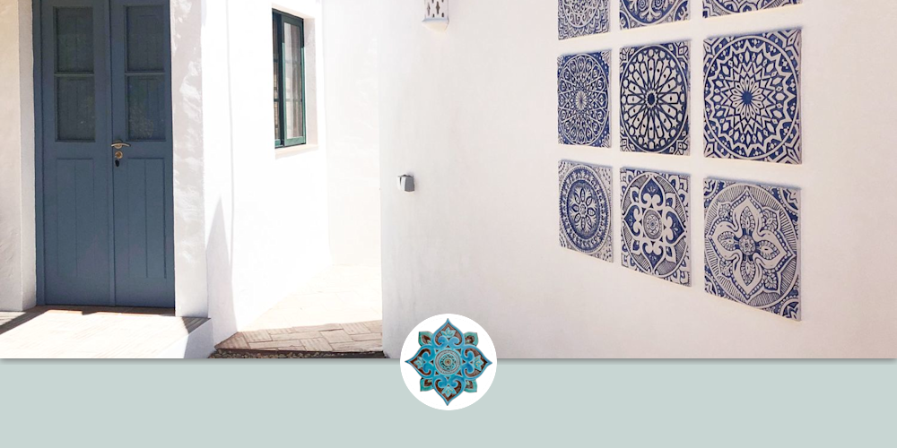 Blue and white wall art installation (1 tile) by GVEGA | Wescover Tiles