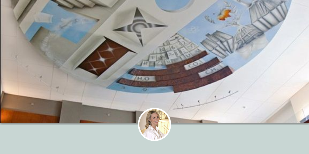 Ceiling Mural with hanging copper sculpture by Brenda Mauney Councill ...