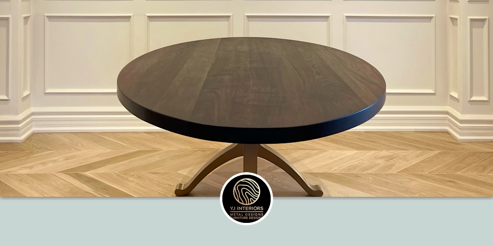 Oval Charcoal Walnut Brass Wishbone Table by YJ Interiors | Wescover Tables