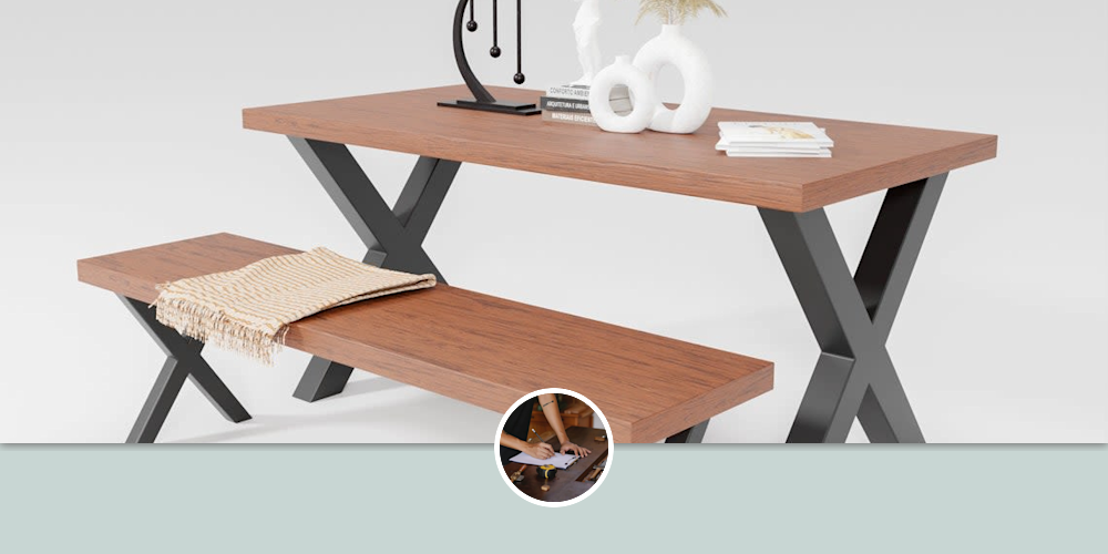 Modern Wooden Dining Table With Bench, Farmhouse Wood Dining by ...