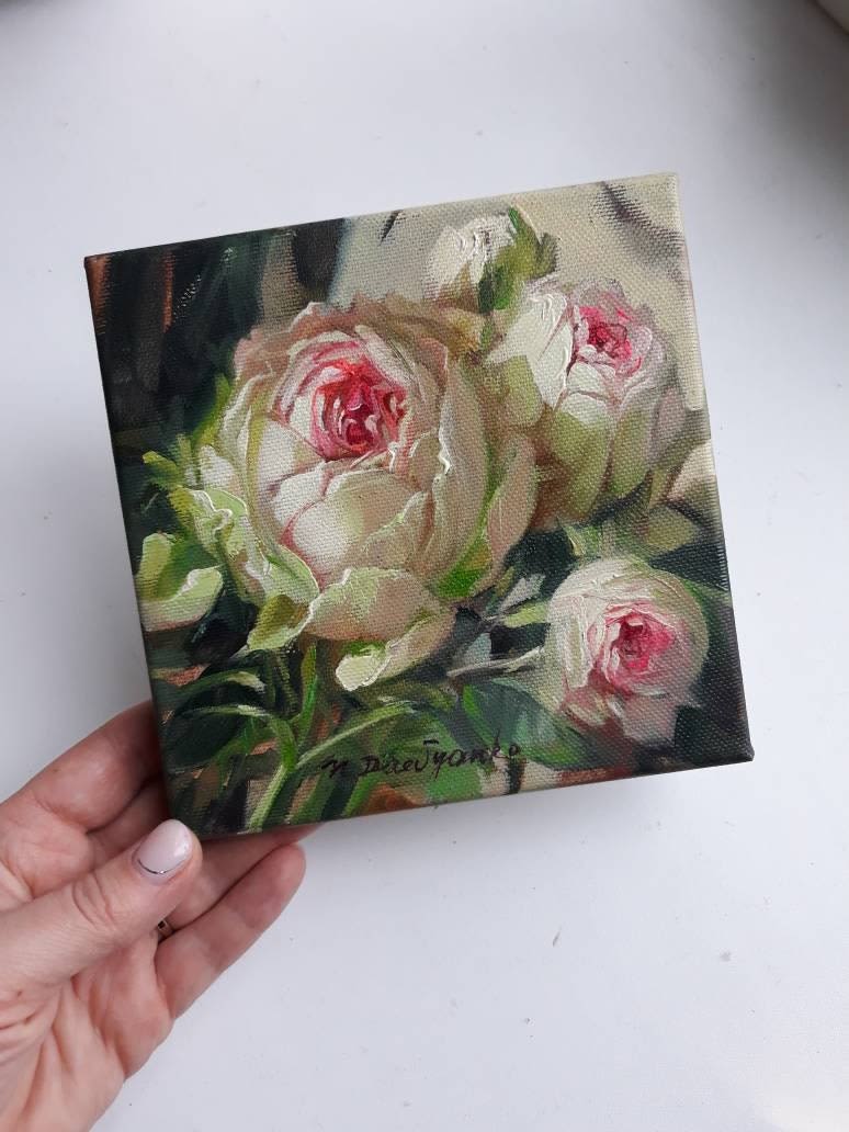 Roses oil painting canvas original, Art painting flowers by Natart ...