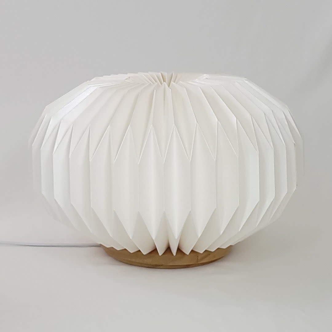 Sphere L - modern origami table lamp, paper, wood by Studio Pleat ...