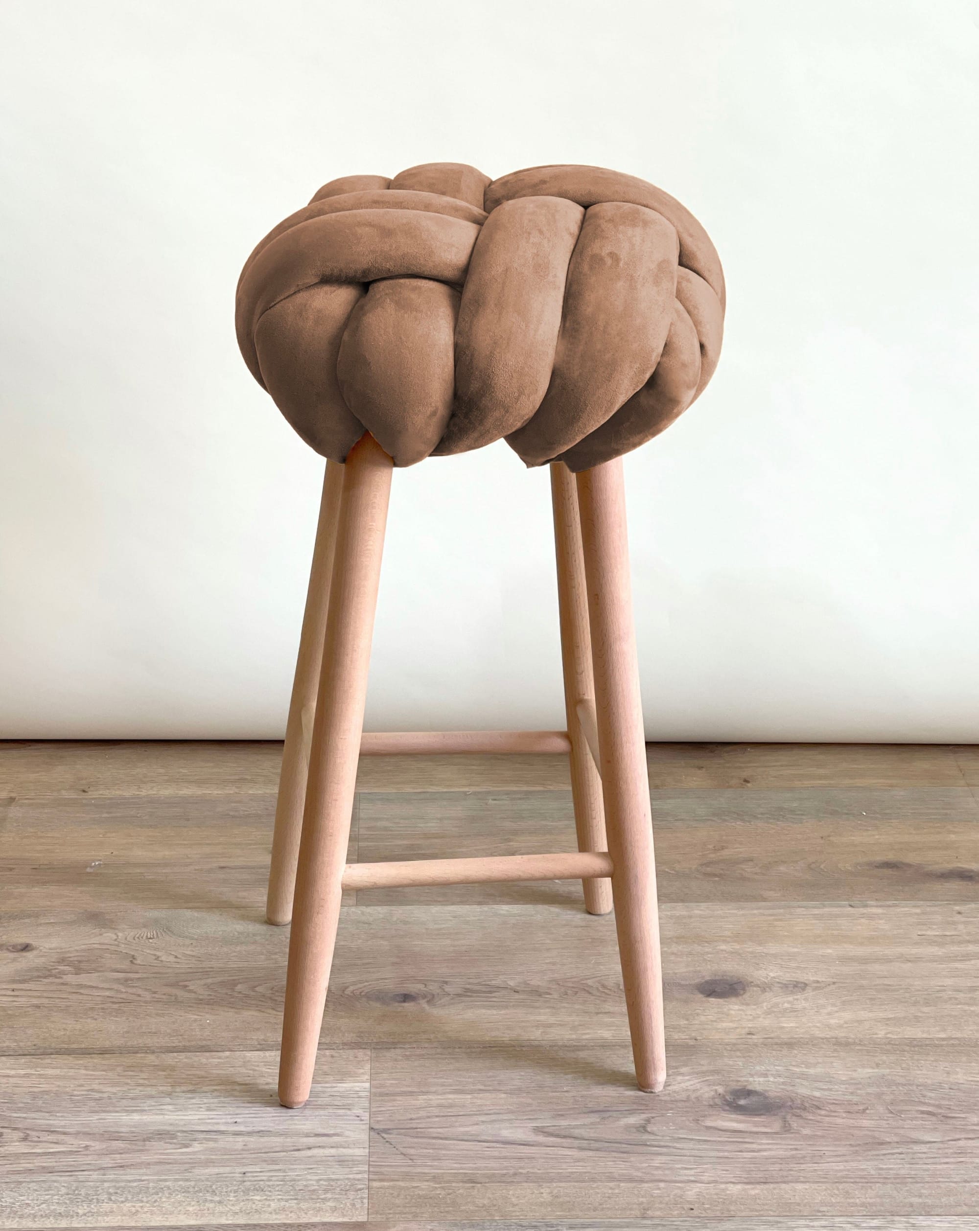 Chocolate Brown Vegan Suede Knot Bar Stool by Knots Studio | Wescover ...