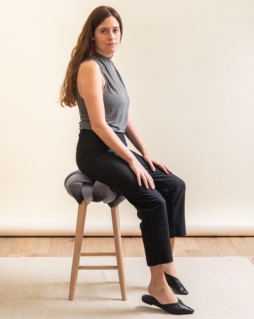 Grey Velvet Knot Bar Stool by Knots Studio | Wescover Chairs