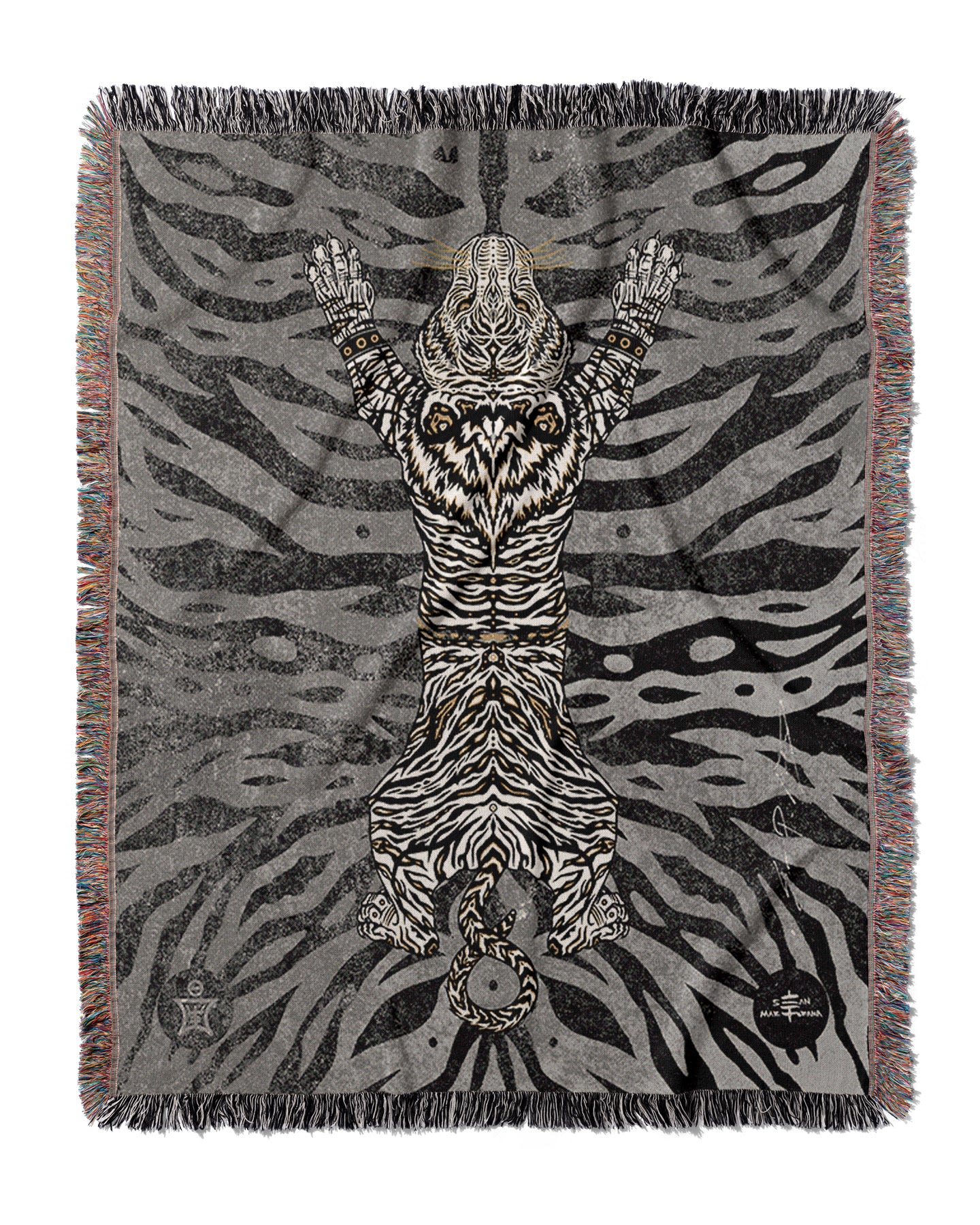 AEON Tiger Blanket Black White Gold by Sean Martorana | Wescover Linens ...