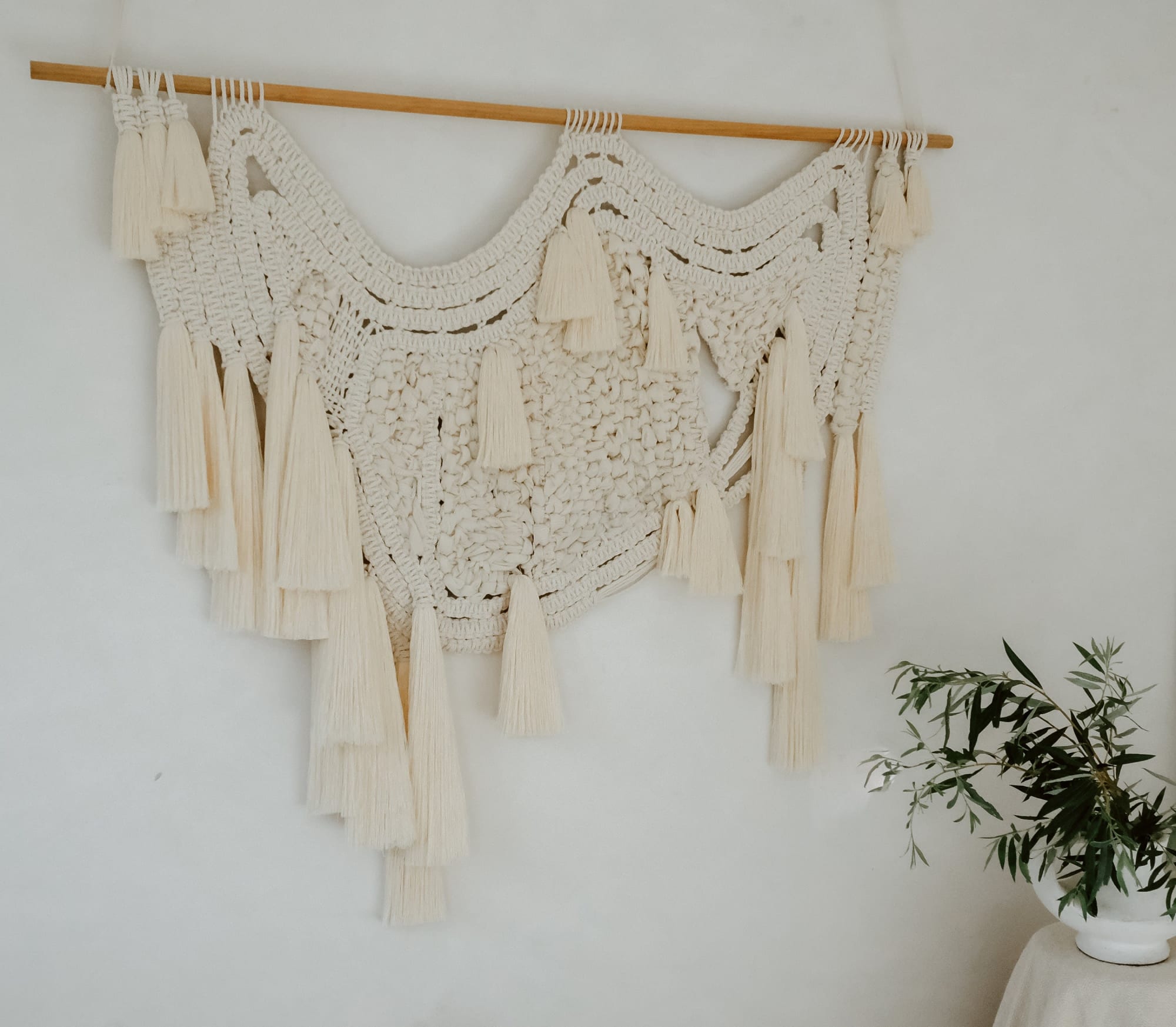 Organic Natural and Ivory Macrame Fiber Art by Ranran Design Studio by ...