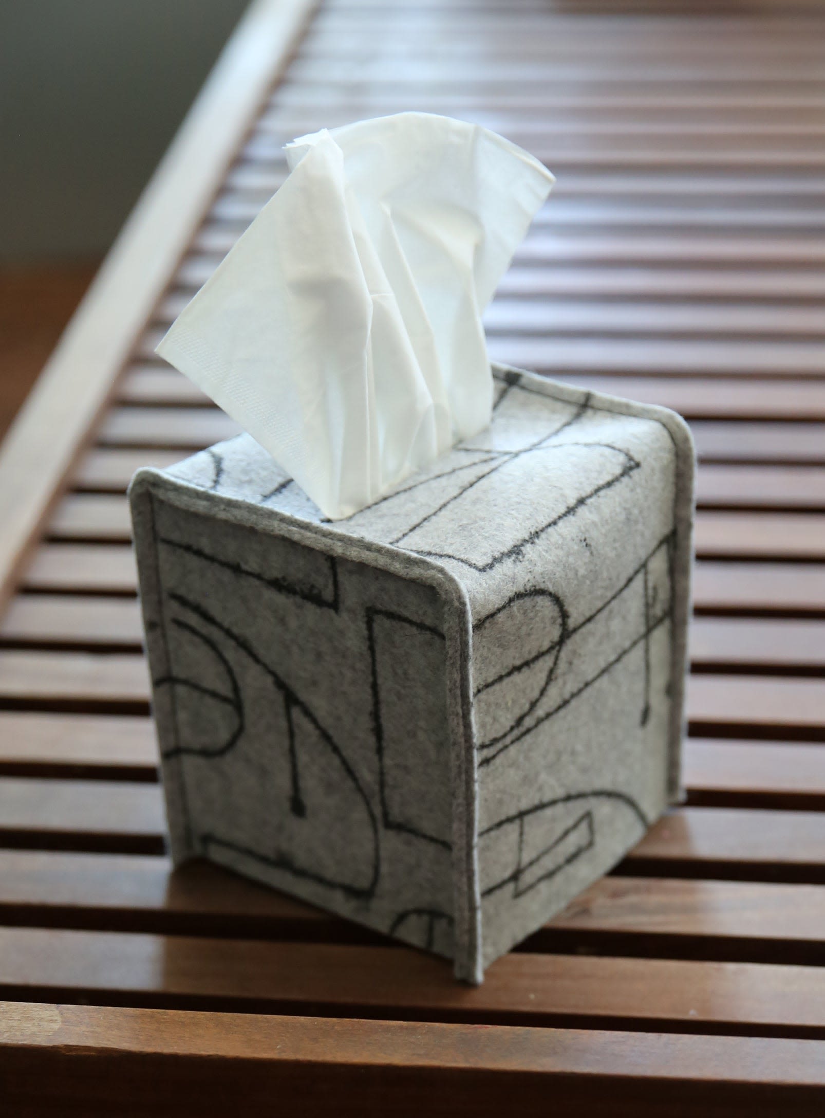 Tissue Box Cover Merino Wool Felt 'Chalkline' Grey by Lorraine Tuson ...
