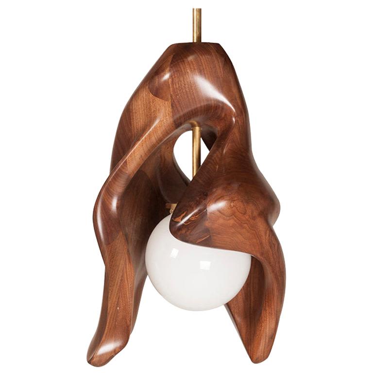 Tulip Pendant Lighting Walnut Wood with Opal Shade by Amorph | Wescover ...