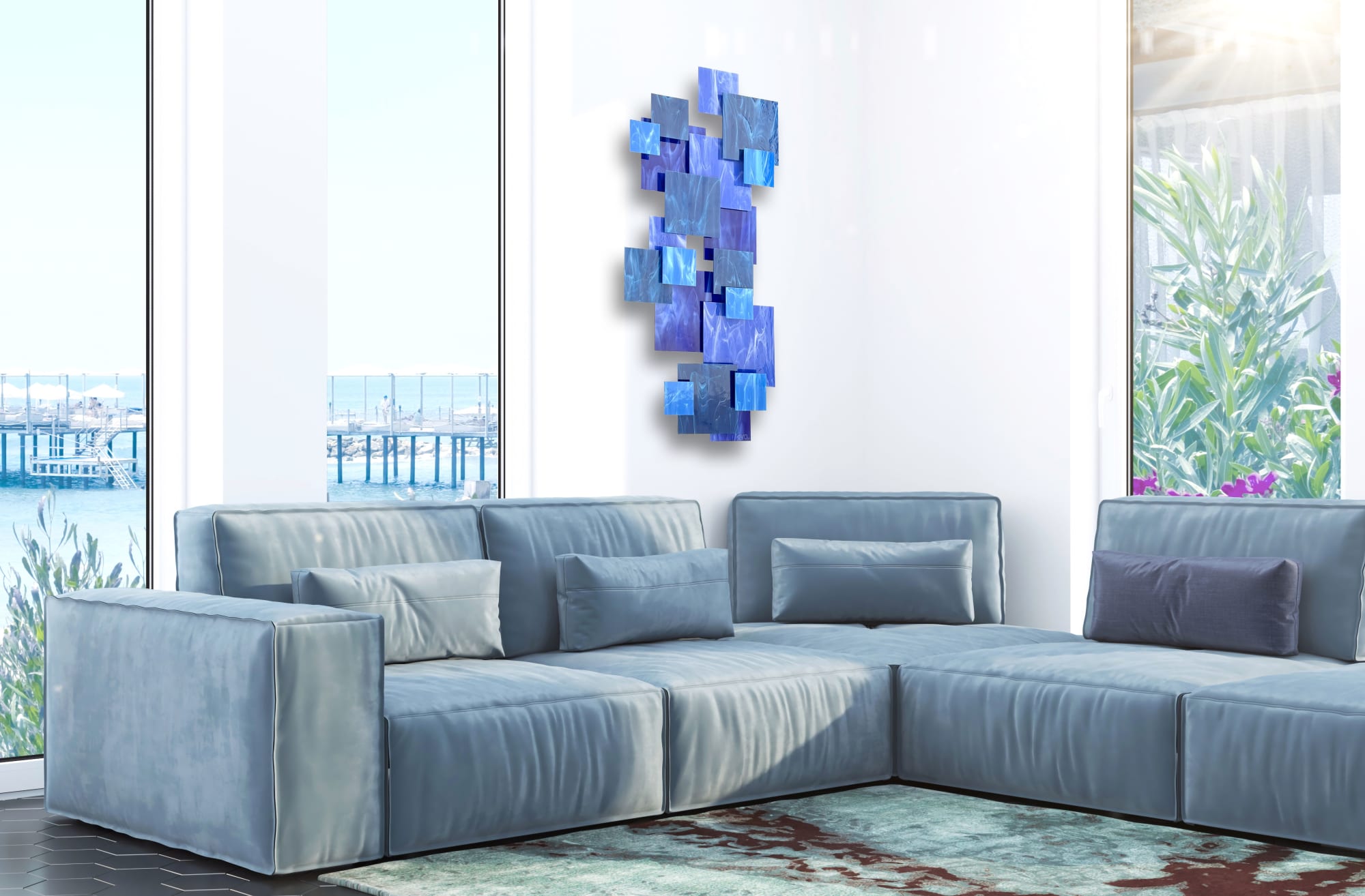 "Cascade" TTS Glass and Metal Wall Sculpture by Karo Studios | Wescover ...