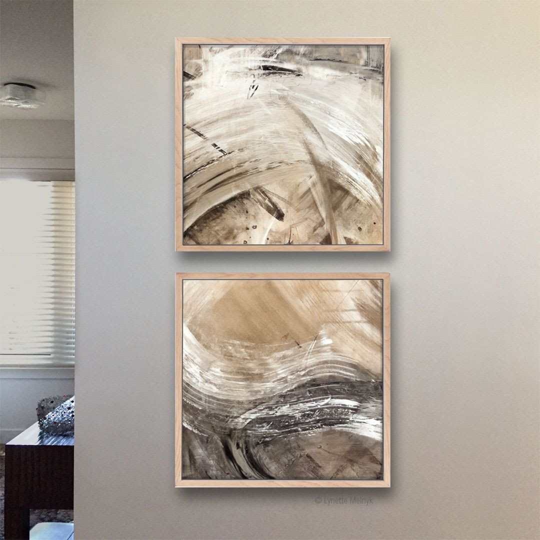 Neutral Impact abstract art - elegant movement, beige, taupe by Lynette ...