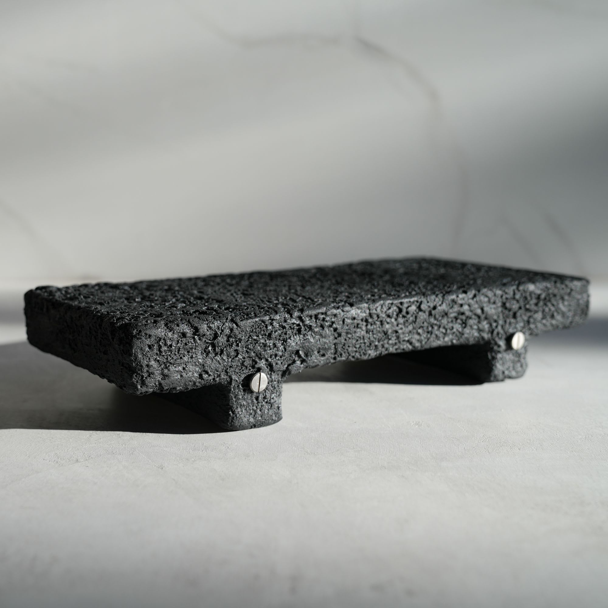 Large Shelf Riser in Carbon Black Concrete with Gunmetal Riv by Carolyn ...