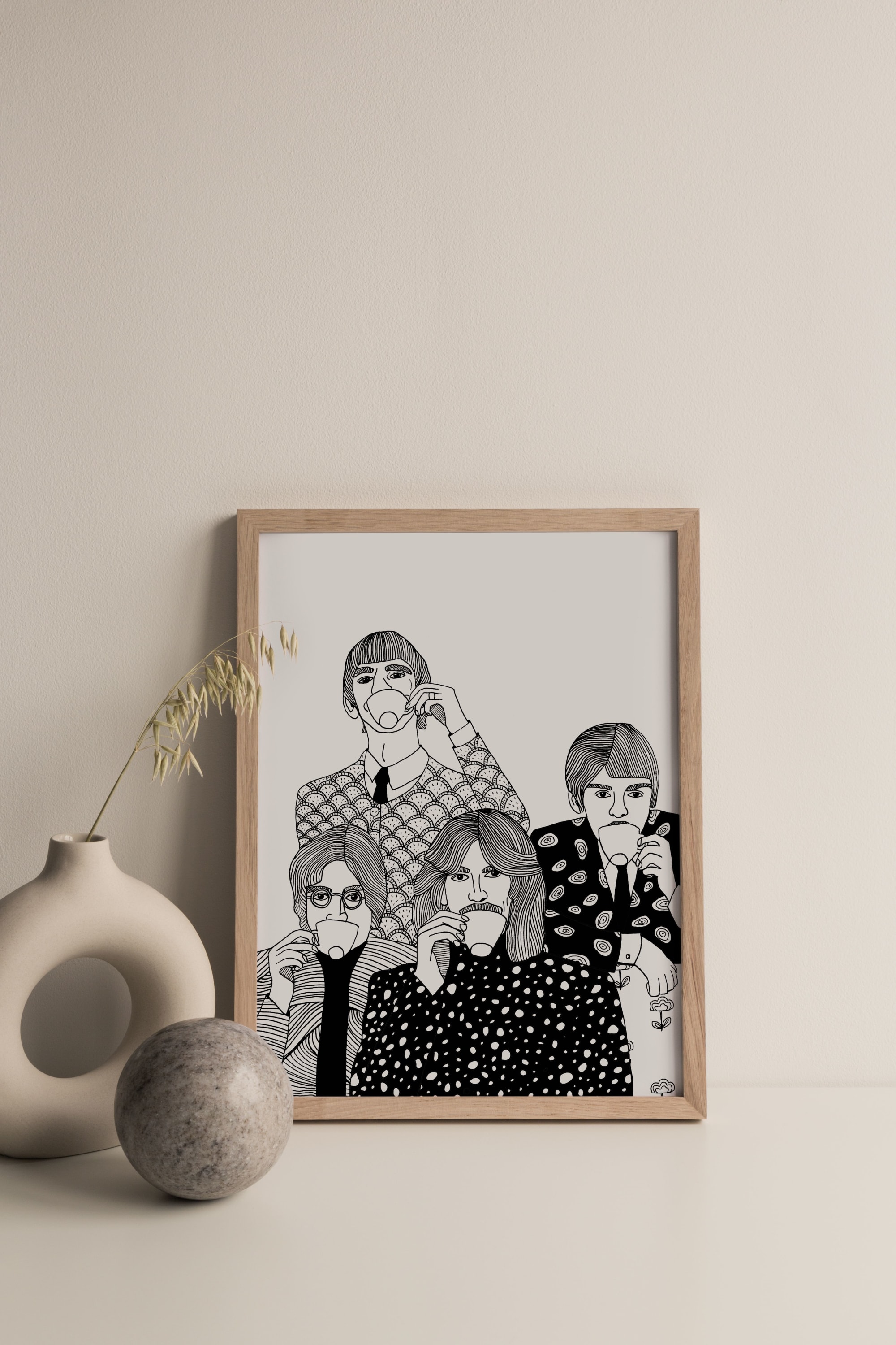 The Beatles Drinking Tea Art Print by Carissa Tanton | Wescover Prints