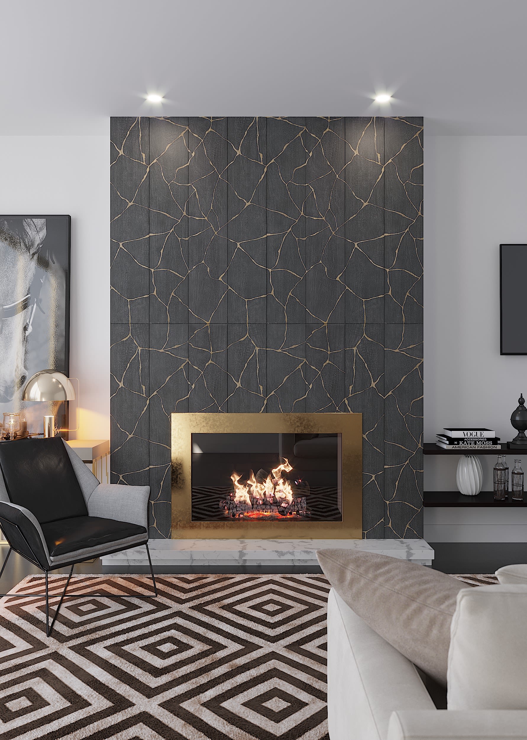 Tile Club Kasai Notte Kintsugi Porcelain Tile by Tile Club | Wescover Tiles