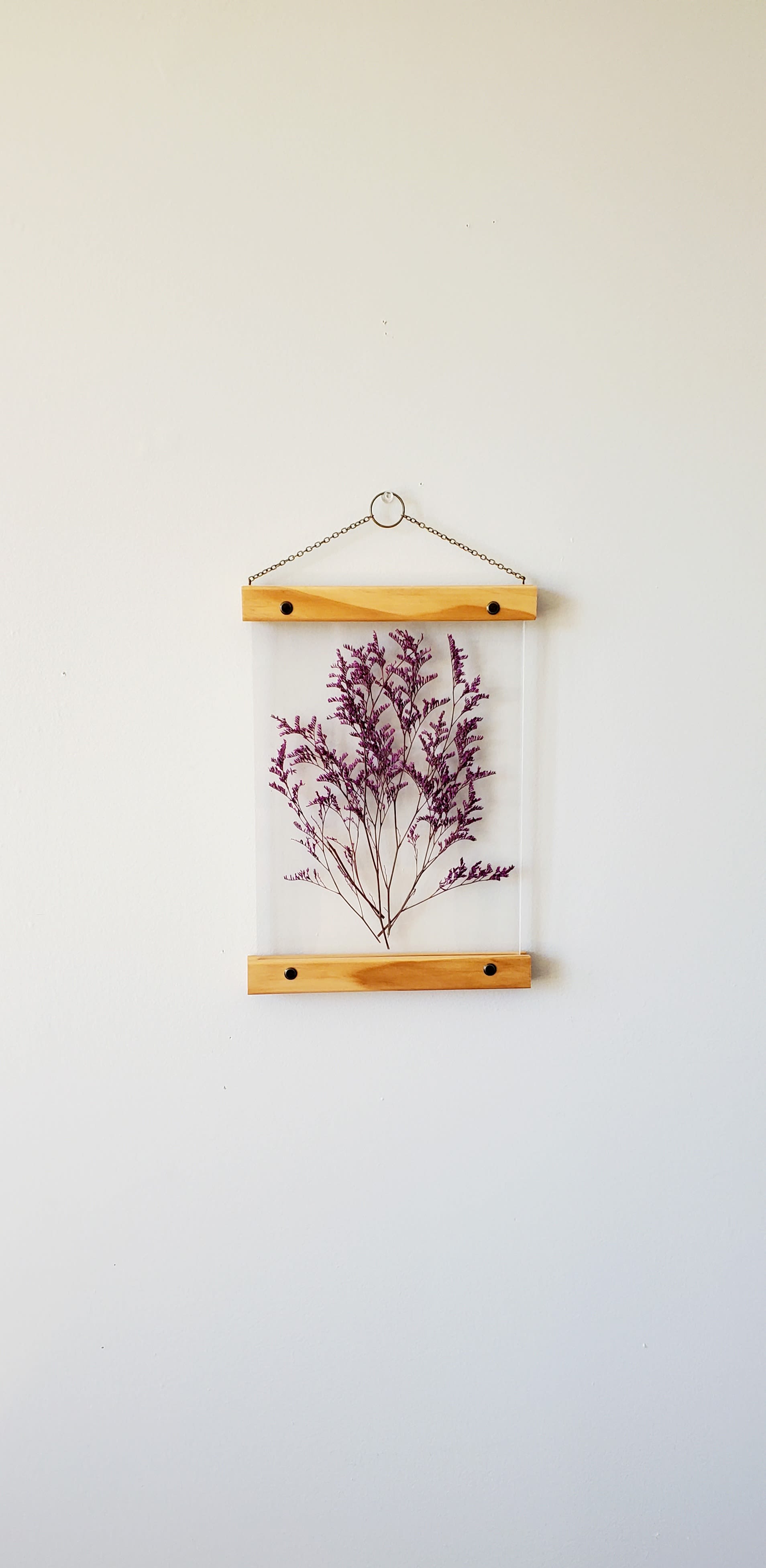 purple pressed flower wall art decor for earthy bedroom deco by Studio ...