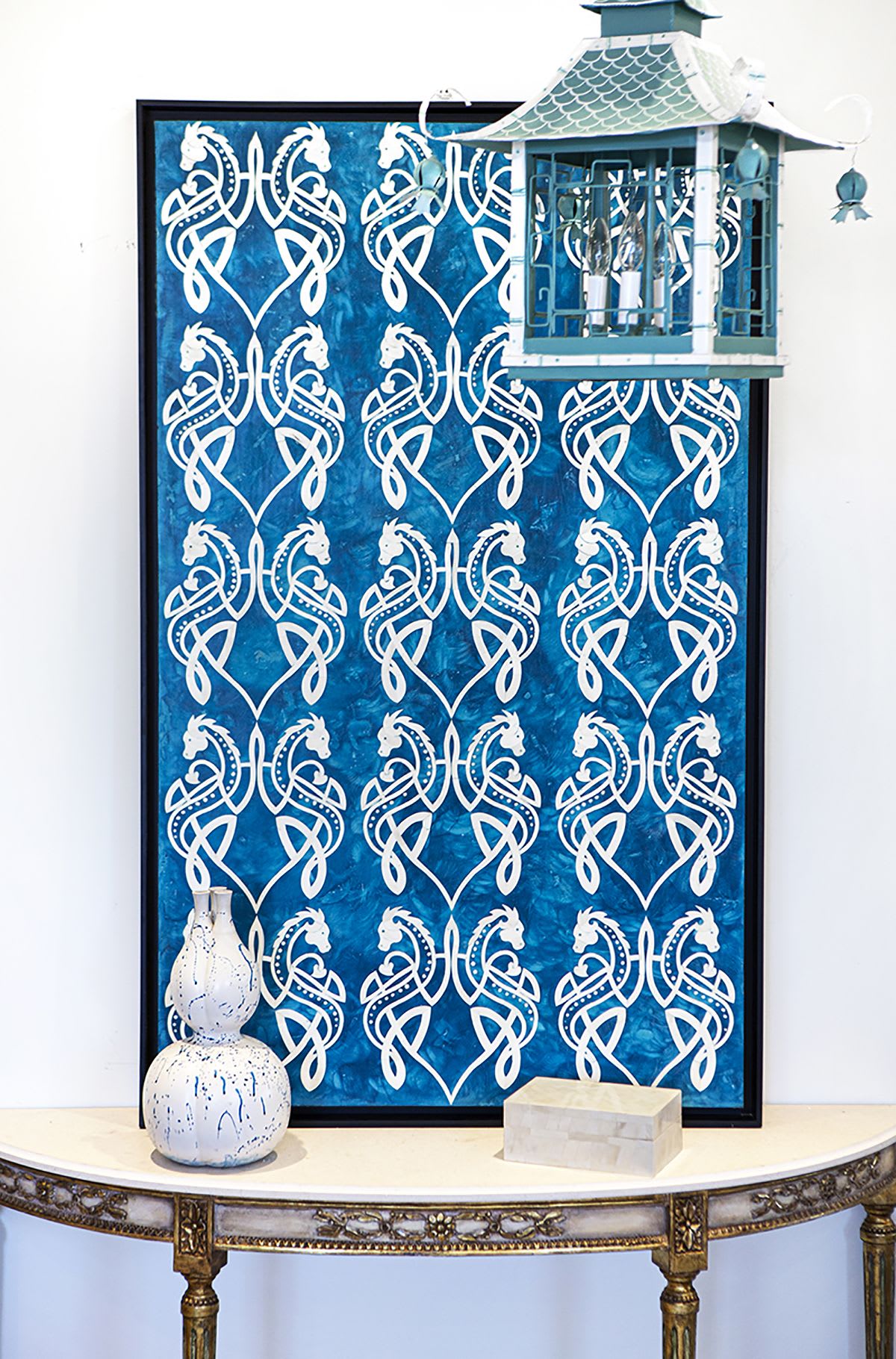 Enchanting Celtic Dragon Bone Inlaid Wall Art in Blue Resin by FARRAGO ...