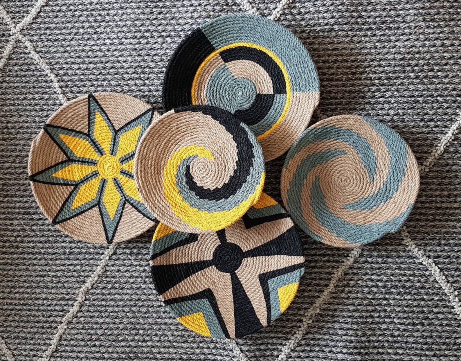 Set of 5 Woven Basket Wall Decor by Sarmal Design | Wescover Decorative ...