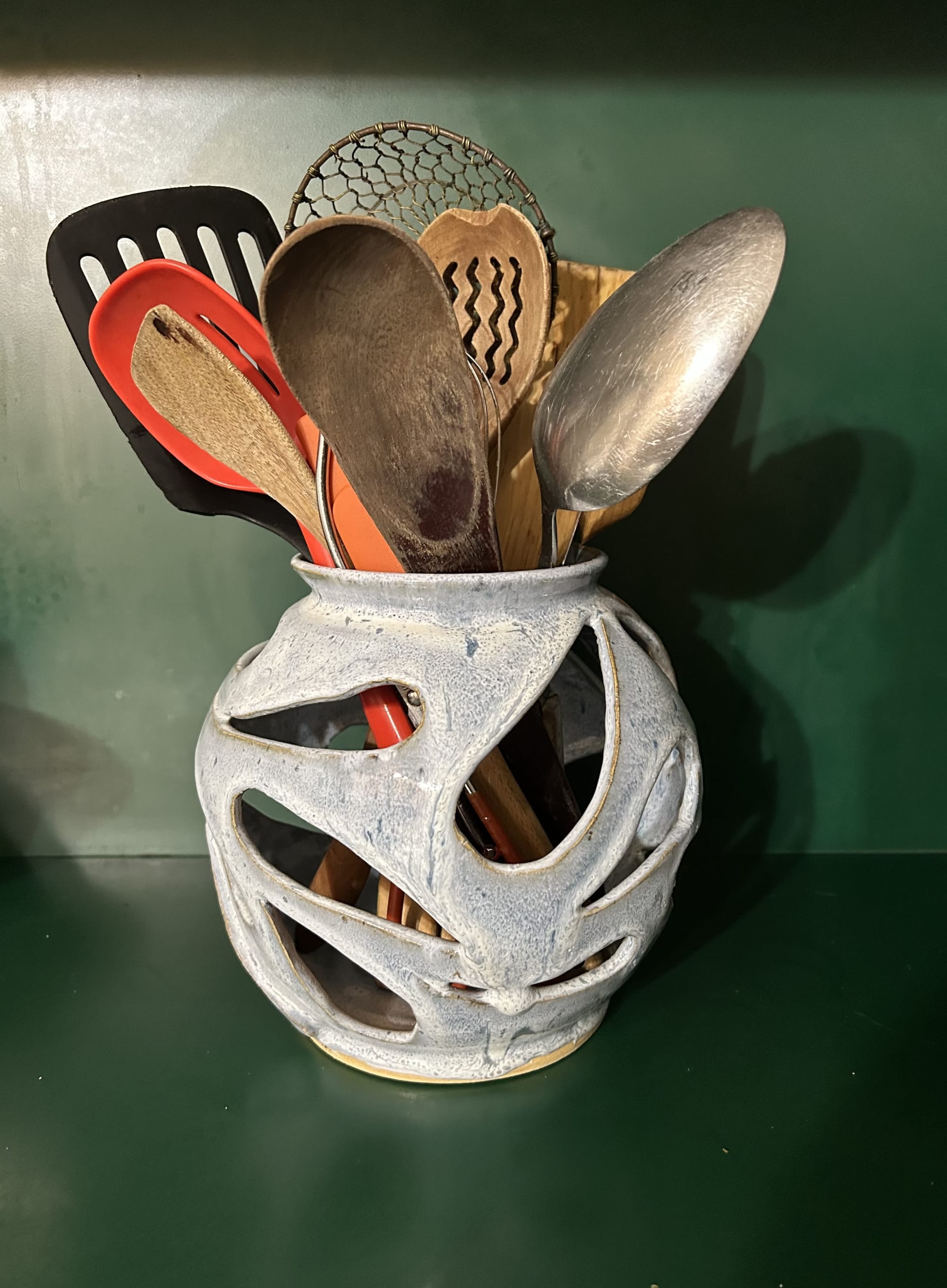 Blue Cut Out Sphere by Sheila Blunt | Wescover Sculptures