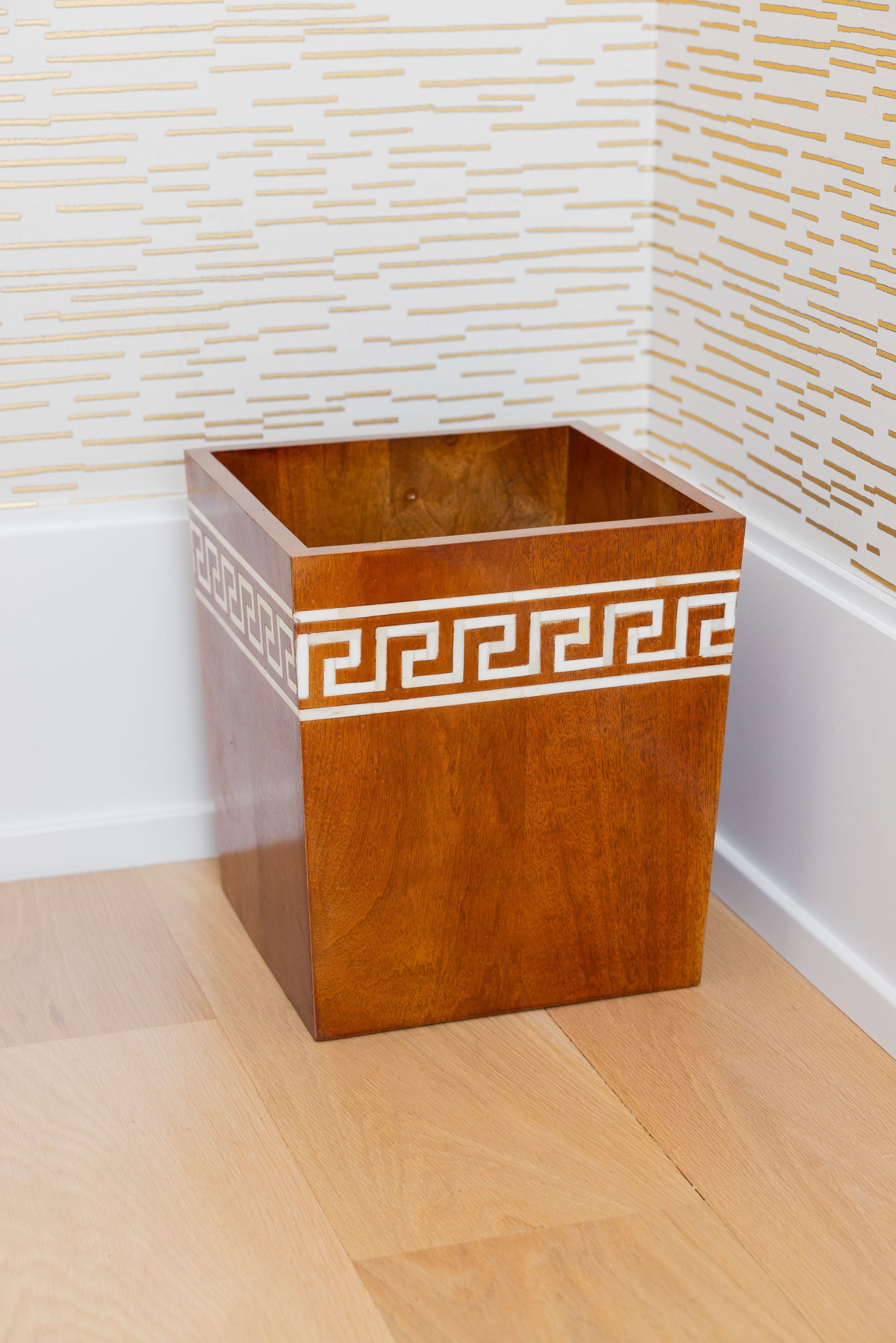Greek Key Waste Basket by Dorset & Pond | Wescover Storage