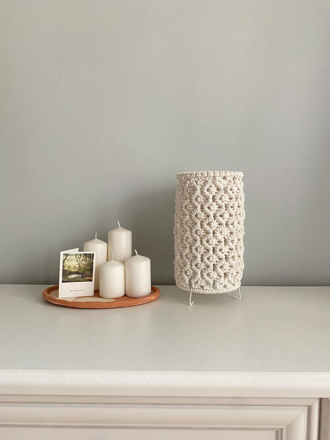 Table lamp with handmade macrame lampshade, Bedside lamp by Got A Knot ...