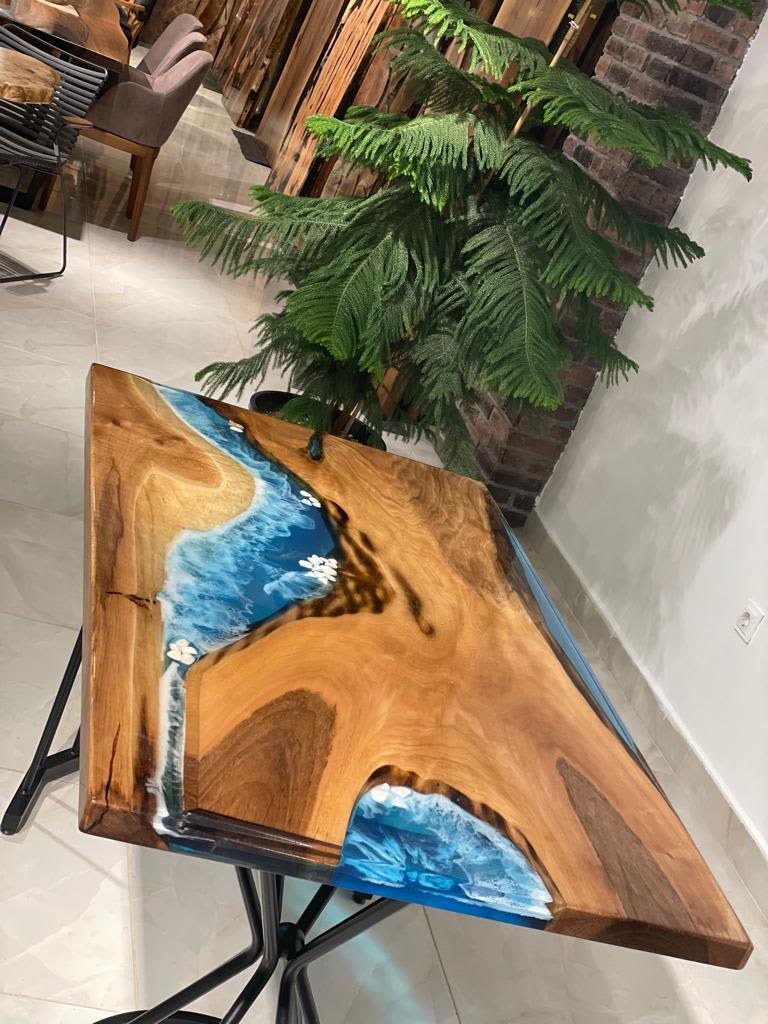 Blue Ocean Custom Epoxy Resin Table - In Stock by Gül Natural Furniture ...