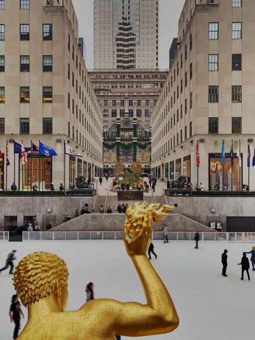 Prometheus Sculpture by Paul Manship seen at The Rink At Rockefeller ...