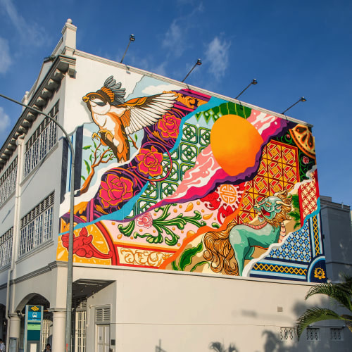 “Community” Mural by Sam Lo seen at Shake Shack, Singapore | Wescover