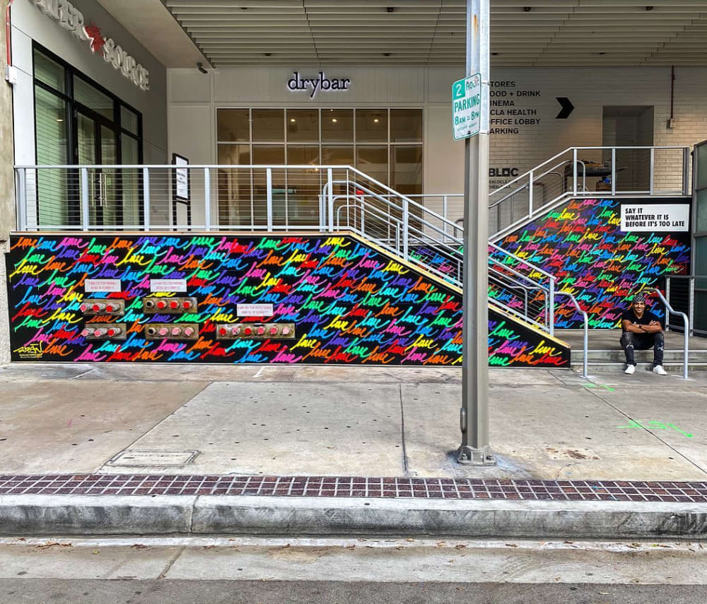 Say It Mural by Ruben Rojas at The BLOC, DTLA, Los Angeles | Wescover ...