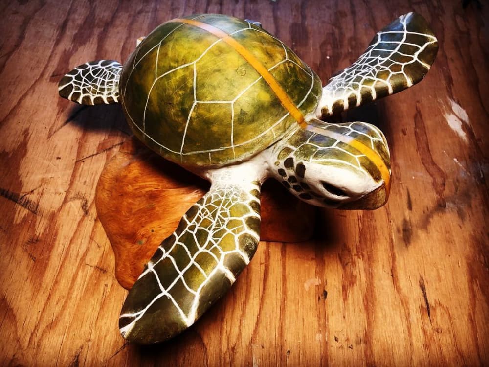 Recycled Sea Turtle Sculpture by Carvinart | Wescover Sculptures