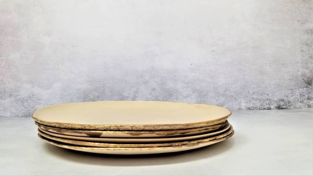 White And Gold Ceramic Plates by YomYomceramic | Wescover Dinnerware