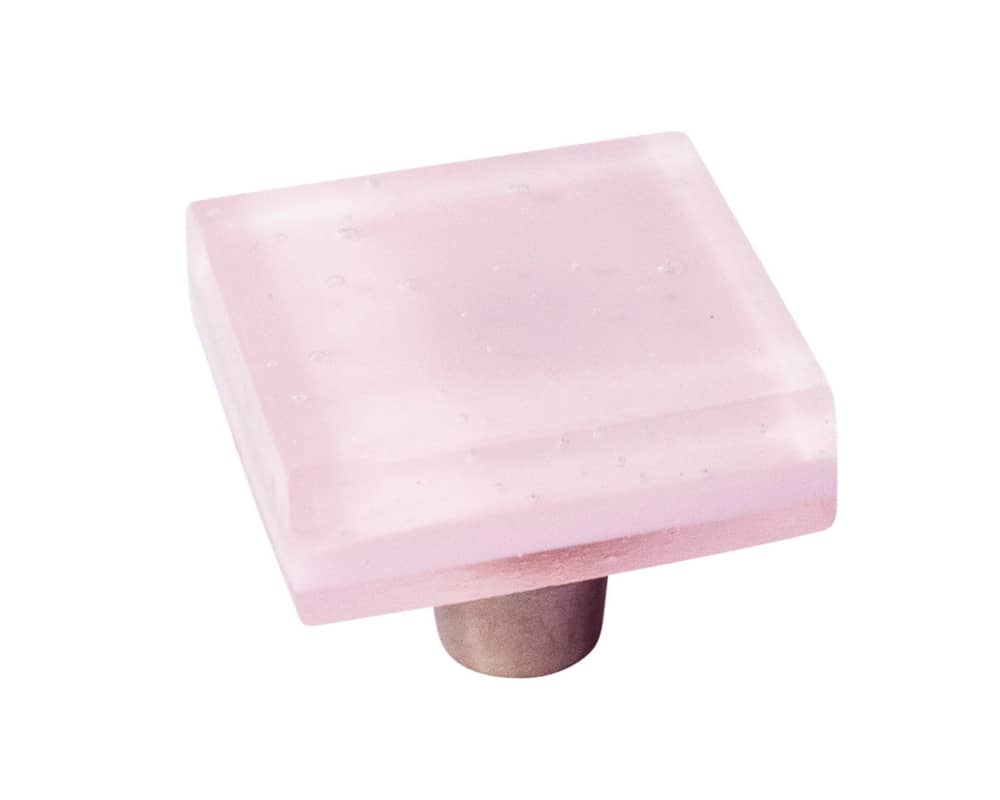 Millennial Pink Delicate Pink Glass Square Knob by Windborne Studios | Wescover Hardware