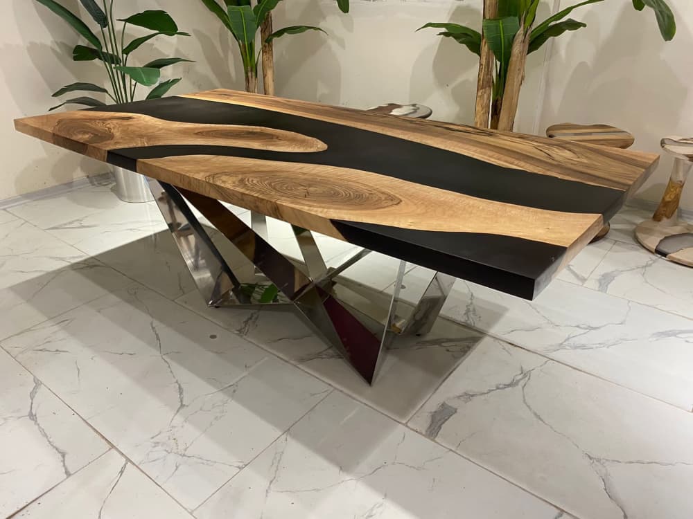 Made To Order Epoxy Table, Black Resin Dining Table by Tinella Wood ...