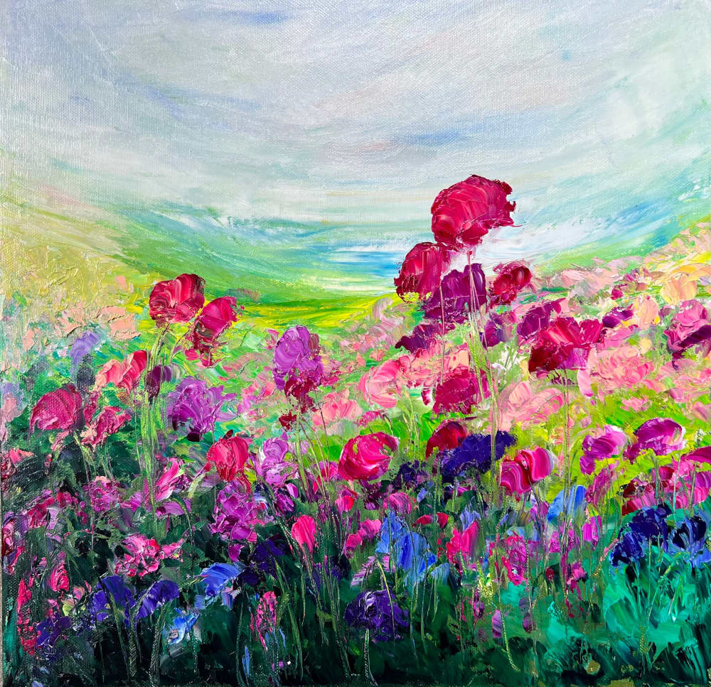 Field of Carnations by Checa Art | Wescover Paintings
