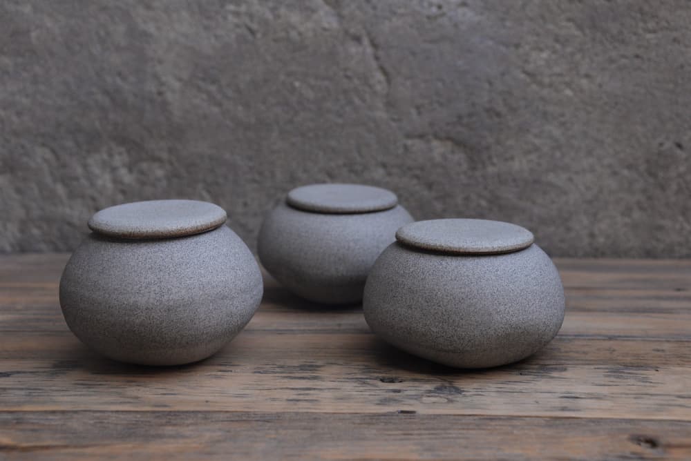 STC pebble stone lidded jar container, minimalist monochrome by Laima ...