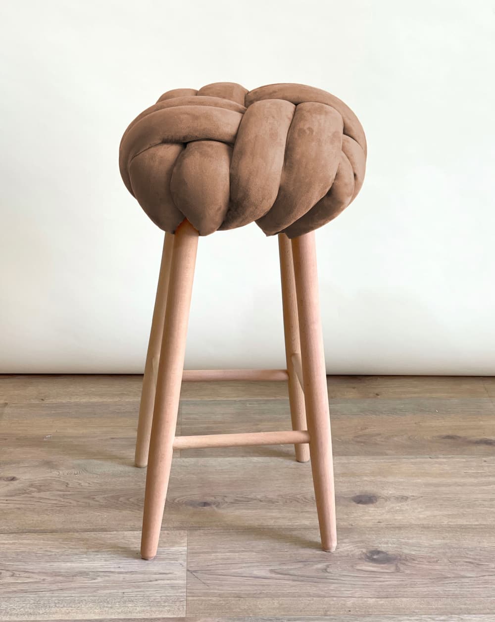 Chocolate Brown Vegan Suede Knot Bar Stool by Knots Studio | Wescover ...