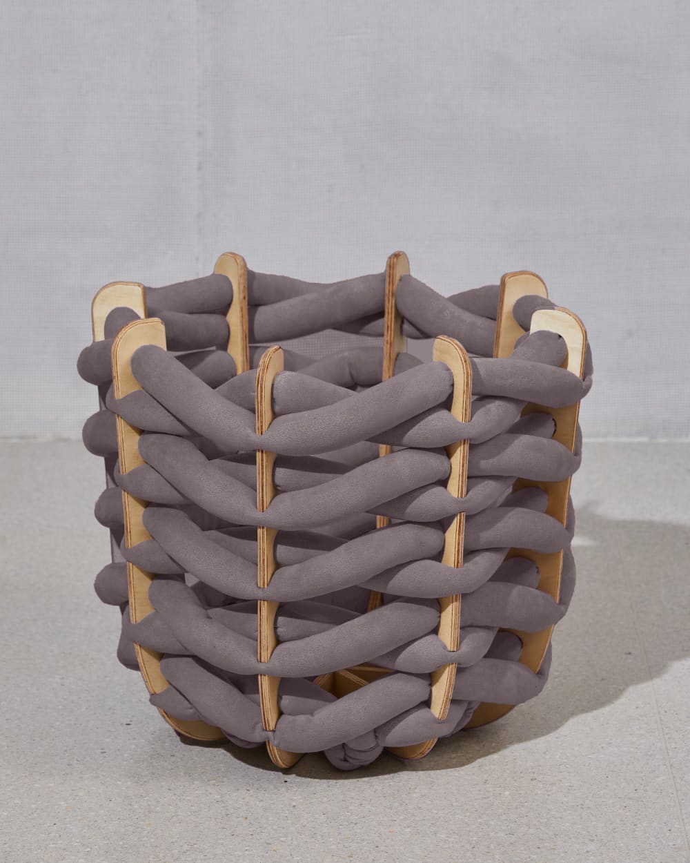 (L) Hull Basket in Graphote Ultra suede by Knots Studio | Wescover Storage
