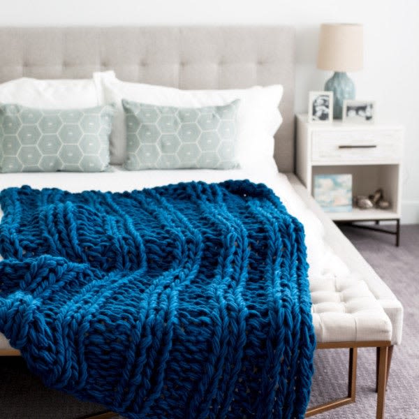 Arm Knit Ribbed Blanket DIY KIT by Flax & Twine | Wescover Linens & Bedding