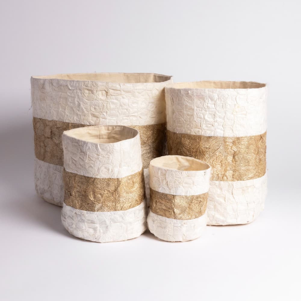 Natural Madagascar Silk Basket - Striped by Tanana Madagascar ...